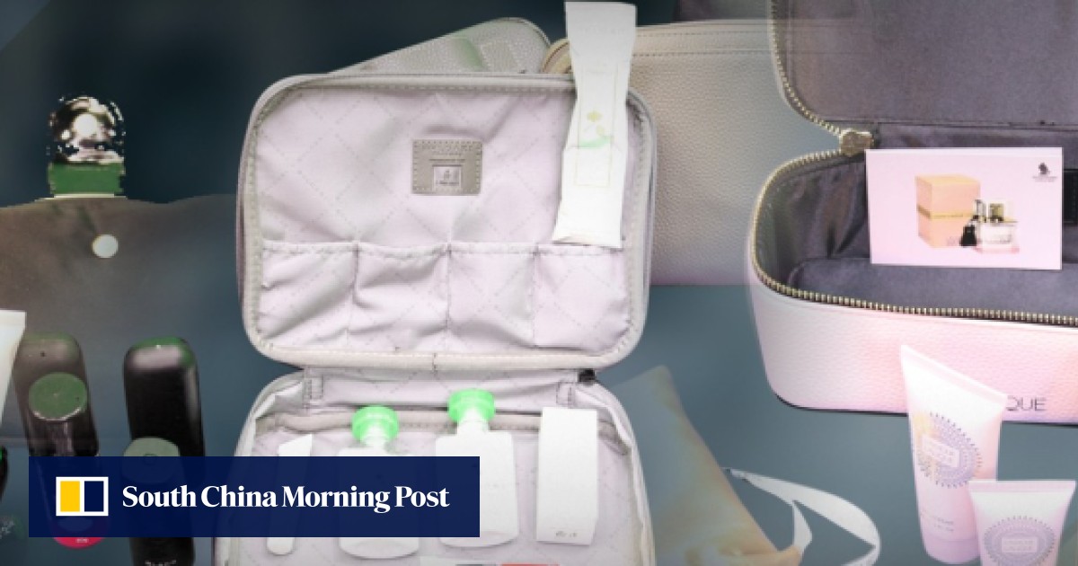 A peek inside the amenities bag in first-class on Emirates, Qatar ...